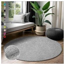 Hochflor-Teppich Sanat "LOCA", grau (hellgrau), H:30mm &Oslash;:80cm, Kunstfaser, Teppiche, Wohnzimmer, Langflor, Shaggy, Schlafzimmer