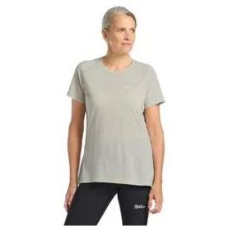 Funktionsshirt Jack Wolfskin "KAMMWEG S/S W", Damen, Gr. XS, beige (seal), Obermaterial: 50% Wolle, 50% Polyester, Shirts Funktionsshirt