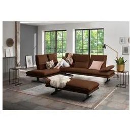 Ecksofa W.Schillig "broadway, Designsofa, toller Sitzkomfort, zeitlos, elegant, L-Form", braun (tabacco z69), B:284cm H:94cm T:224cm, Longlife Xtra-Leder Z69: Das feinnarbige, gedeckte Softleder Z69 besticht durch seine au&szlig;ergew&ouml;hnliche Weichheit im trendigen &raquo;Vintage-Look&laquo;, Hautst&auml;rke 0, 9 - 1, 1 mm, Sofas, Ecksofa, Sitztiefenverstellung, Kopfteil- & Seitenteilverstellung, Breite 284cm