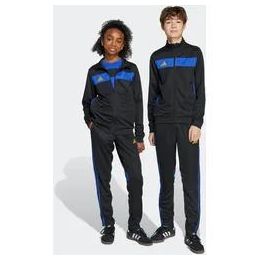 Trainingsanzug Adidas PERFORMANCE "TIRO 25 ESSENTIALS KIDS", Jungen, Gr. 128, gelb (schwarz, semi lucid blau, crew gelb), Obermaterial: 100% Polyester, Sportanz&uuml;ge Trainingsanzug