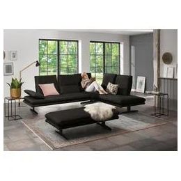 Ecksofa W.Schillig "broadway, Designsofa, toller Sitzkomfort, zeitlos, elegant, L-Form", schwarz (schwarz z59), B:284cm H:94cm T:224cm, Longlife Xtra-Leder Z59: Glattleder mit modischer Pr&auml;gung. Hautst&auml;rke 0, 9 - 1, 1 mm, Sofas, Ecksofa, Sitztiefenverstellung, Kopfteil- & Seitenteilverstellung, Breite 284cm