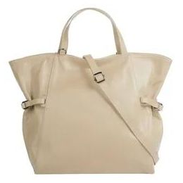 Shopper Samantha Look, Damen, Gr. B/H/T: 35cm x 30cm x 10cm onesize, beige, Leder, leicht gl&auml;nzend, unifarben, Taschen Shopper, echt Leder, Made in Italy