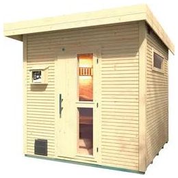 Saunahaus Weka "Kuopio", beige (natur), Bio-Ofen, externe Steuerung, 9 kW, Saunen, 9 kW Bio-Ofen mit analoger Steuerung