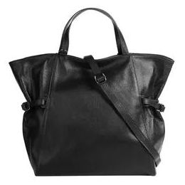 Shopper Samantha Look, Damen, Gr. B/H/T: 35cm x 30cm x 10cm onesize, schwarz, Leder, leicht gl&auml;nzend, unifarben, Taschen Shopper, echt Leder, Made in Italy