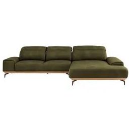 Wohnlandschaft Musterring "MR 2490 Ecksofa mit erstklassigem Sitzkomfort, Long-Life-Leder", gr&uuml;n (camouflage, b), B:342cm T:207cm, Sofas, Wohnlandschaft, Bronze-Fu&szlig;, Sitzh&ouml;he 48cm, wahlweise mit Funktionen, Ma&szlig;e 342 x 207 cm