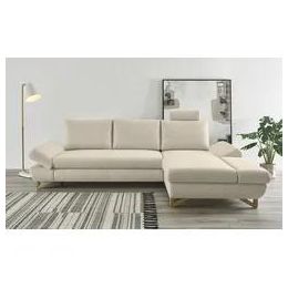 Ecksofa Home Affaire "City/Giron, L-Form", beige (creme), B:284cm H:104cm T:166cm, 100% PES;Atmungsaktives Gewebe;Easy Clean ;Gramatur 340g/ qm +/- 5%, Sofas, Ecksofa, verstellbare Armlehnen mit Rasterfunktion
