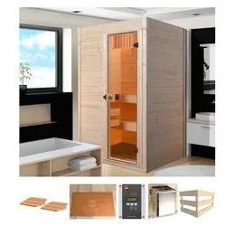 Sauna Weka "Sara 2", beige (natur), Bio-Kombiofen, externe Steuerung, 9 kW, Saunen, 9 kW Bio-Ofen mit ext. Steuerung