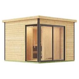 Saunahaus Weka "412", beige, Saunaofen, externe Steuerung, 9 kW, Saunen