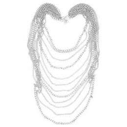 Lange Kette "Cascade", Damen, Gr. onesize, Metall, silber (silbern), Collezione Alessandro, Basic, Halsketten, 12-reihige Gliederkette