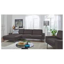 Ecksofa "CR.450, Designecksofa, Polsterecke, L-Form", braun (graubraun 534, 49), B:294cm H:85cm T:178cm, NaturLEDER OSKAR (echtes Rindsleder), CREATION BY ROLF BENZ, Sofas, Ecksofa, Armlehne breit und niedrig, Alugussf&uuml;&szlig;e in umbragrau, Breite 294 cm