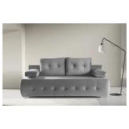Schlafsofa WERK2 "Monaco Design Bettsofa, pflegeleichter Samtoptik Bezug, Breite 205cm", grau, B:205cm H:90cm T:105cm, 100% Polyester, Sofas, Schlafsofa, 2-Sitzer Schlafcouch mit Bettkasten & funkelnden Ziersteinchen