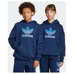 Kapuzensweatshirt Adidas ORIGINALS "TREFOIL KIDS HOODIE", M&auml;dchen, Gr. 176, blau (night indigo), Obermaterial: 70% Baumwolle, 30% Polyester, normal, Rundhals, angesetztes B&uuml;ndchen, Sweatshirts