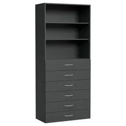 Standregal wimex "Multiraumkonzept", grau (grafit), B:80cm H:185cm T:40cm, Holzwerkstoff, Regale, Standregal, planbar und erweiterbar