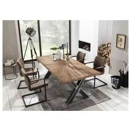 SIT-M&Ouml;BEL Esstisch SIT "Romanteaka", beige (natur), B:180cm, Tische, Rechteckiger Esstisch Esstisch Holz-Esstische, mit sonnenf&ouml;rmig gemusterter Tischplatte, Shabby Chic, Vintage