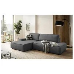 Ecksofa Home Affaire "SHERWOOD, Schlafsofa in L-Form offen (275cm), Cord, Leinenoptik", grau (anthrazit), B:275cm H:85cm T:167cm, 100% Polyester, Sofas, Ecksofa, Schlaffunktion und Bettkasten, Kedernaht, hoher Sitz- & Liegekomfort