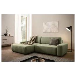 Ecksofa Home Affaire "TORGE (264cm), Schlafsofa in Cord, Samtvelours o Struktur fein, L-Form", gr&uuml;n (khaki), B:264cm H:82cm T:162cm, 100% Polyester, Sofas, Ecksofa, Schlaffunktion, Bettkasten, Liegefl&auml;che: 125/210 cm