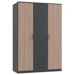 Kleiderschrank wimex "Fulda, 135 oder 180/58/199cm, 2 Schubladen, Made in Germany", bunt (grafit, au&szlig;ent&uuml;ren multiplex optik), B:135cm H:199cm T:58cm, Holzwerkstoff, Schr&auml;nke, Kleiderschrank, besonderer Look durch Multiplex Optik, mit oder ohne Glasauflage