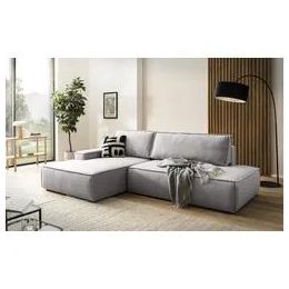 Ecksofa Home Affaire "SHERWOOD, Schlafsofa in L-Form offen (275cm), Cord, Leinenoptik", silber (silbergrau), B:275cm H:85cm T:167cm, 100% Polyester, Sofas, Ecksofa, Schlaffunktion und Bettkasten, Kedernaht, hoher Sitz- & Liegekomfort