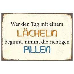 Metallbild queence "L&auml;cheln", schwarz (farbe bild(er): schwarz), B:30cm H:20cm, Metall, Stahl, Bilder, Stahlschild, Blechschild, Spr&uuml;che, Texte, witzig