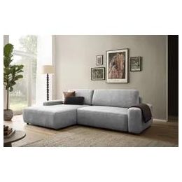 Ecksofa Home Affaire "TORGE (264cm), Schlafsofa in Cord, Samtvelours o Struktur fein, L-Form", silber (silbergrau), B:264cm H:82cm T:162cm, 100% Polyester, Sofas, Ecksofa, Schlaffunktion, Bettkasten, Liegefl&auml;che: 125/210 cm