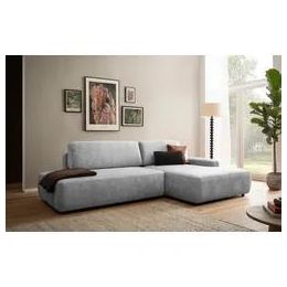 Ecksofa Home Affaire "TORGE, Schlafsofa Cord, Samtvelours u. Strukur fein, Couch in L-Form", silber (silbergrau), B:276cm H:82cm T:164cm, 100% Polyester, Sofas, Ecksofa, Schlaffunktion und Bettkasten, Liegefl&auml;che: 210x125 cm, neues Design