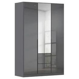 Dreht&uuml;renschrank OTTO HOME "Kleiderschrank Kleiderschr&auml;nke Schrank Garderobe AGORDO mit Glasfront", grau (graumetallic, glas basalt), B:136cm H:229cm T:54cm, Holzwerkstoff, Schr&auml;nke, Dreht&uuml;renschrank, mit Au&szlig;enschubk&auml;sten, in 7 Breiten und 2 H&ouml;hen MADE IN GERMANY