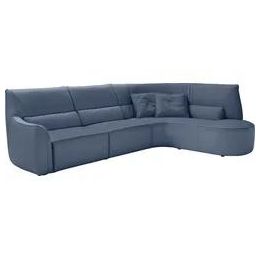 Ecksofa Egoitaliano "Puffy, extravagant & edel, Retro Designsofa, hoher Sitzkomfort, L-Form", blau (ozeanblau), B:330cm H:88cm T:205cm, Leder &raquo;BULL&laquo; (echtes Rindsleder). Geschliffenes, pigmentiertes und behandeltes Rindsleder mit einer Dicke von 1, 3-1, 5 mm. Dieses Leder zeigt eine ziemlich weiche Hand mit einem halb undurchsichtigen Aussehen. Es handelt sich um ein gesch&uuml;tztes Leder. Eine leicht