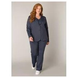 Jackenblazer Base Level Curvy "Leah", Damen, Gr. 54/56, blau (dunkelblau), Web, Obermaterial: 75% Polyamid, 25% Elasthan, unifarben, h&uuml;ftbedeckend, V-Ausschnitt, Blazer, mit Reverskragen und Stretch