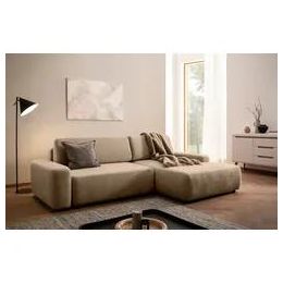 Ecksofa Home Affaire "TORGE (264cm), Schlafsofa in Cord, Samtvelours o Struktur fein, L-Form", braun (hellbraun), B:264cm H:82cm T:162cm, 100% Polyester, Sofas, Ecksofa, Schlaffunktion, Bettkasten, Liegefl&auml;che: 125/210 cm