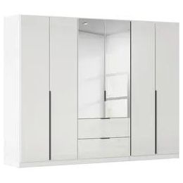 Dreht&uuml;renschrank OTTO HOME "Kleiderschrank Kleiderschr&auml;nke Schrank Garderobe AGORDO mit Glasfront", wei&szlig; (alpinwei&szlig;, glas kristallwei&szlig;), B:271cm H:229cm T:54cm, Holzwerkstoff, Schr&auml;nke, Dreht&uuml;renschrank, mit Au&szlig;enschubk&auml;sten, in 7 Breiten und 2 H&ouml;hen MADE IN GERMANY