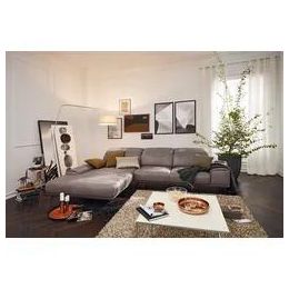 Wohnlandschaft Musterring "MR 2490 Ecksofa mit erstklassigem Sitzkomfort, Long-Life-Leder", grau (light grau, s), B:342cm T:207cm, Sofas, Wohnlandschaft, Fu&szlig; Schwarz, Sitzh&ouml;he 46cm, wahlweise mit Funktionen, Ma&szlig;e 342x207 cm