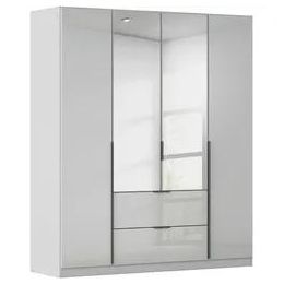 Dreht&uuml;renschrank OTTO HOME "Kleiderschrank Kleiderschr&auml;nke Schrank Garderobe AGORDO mit Glasfront", grau (seidengrau, glas seidengrau), B:181cm H:210cm T:54cm, Holzwerkstoff, Schr&auml;nke, Dreht&uuml;renschrank, mit Au&szlig;enschubk&auml;sten, in 7 Breiten und 2 H&ouml;hen MADE IN GERMANY