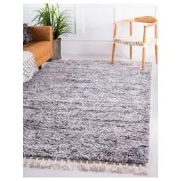 Hochflor-Teppich "Top Shag, LAGERR&Auml;UMUNG", grau (grau, elfenbeinfarben), B:66cm H:32mm L:91cm, Polypropylen (PP), MyFlair M&Ouml;BEL & ACCESSOIRES, Teppiche, Fransenteppich, gewebt, melierte Optik, weich & kuschelig, mit Fransen