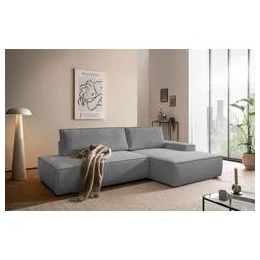 Ecksofa Home Affaire "SHERWOOD, Schlafsofa in L-Form offen (275cm), Cord, Leinenoptik", grau (dunkelgrau), B:275cm H:85cm T:167cm, 100% Polyester, Sofas, Ecksofa, Schlaffunktion und Bettkasten, Kedernaht, hoher Sitz- & Liegekomfort