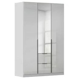Dreht&uuml;renschrank OTTO HOME "Kleiderschrank Kleiderschr&auml;nke Schrank Garderobe AGORDO mit Glasfront", grau (seidengrau, glas seidengrau), B:136cm H:229cm T:54cm, Holzwerkstoff, Schr&auml;nke, Dreht&uuml;renschrank, mit Au&szlig;enschubk&auml;sten, in 7 Breiten und 2 H&ouml;hen MADE IN GERMANY