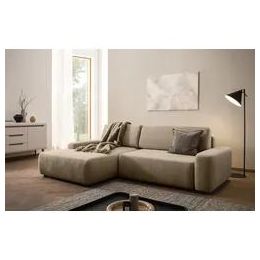 Ecksofa Home Affaire "TORGE (264cm), Schlafsofa in Cord, Samtvelours o Struktur fein, L-Form", braun (hellbraun), B:264cm H:82cm T:162cm, 100% Polyester, Sofas, Ecksofa, Schlaffunktion, Bettkasten, Liegefl&auml;che: 125/210 cm