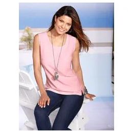 Blusentop Classic Basics, Damen, Gr. 52, rosa (ros&eacute;), 100% Polyester, unifarben, Rundhals, Blusen Blusentop