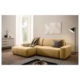 Ecksofa Home Affaire "TORGE (264cm), Schlafsofa in Cord, Samtvelours o Struktur fein, L-Form", gelb (honiggelb), B:264cm H:82cm T:162cm, 100% Polyester, Sofas, Ecksofa, Schlaffunktion, Bettkasten, Liegefl&auml;che: 125/210 cm