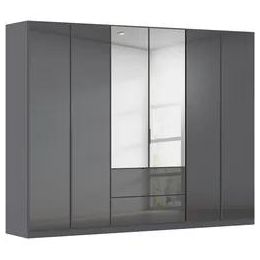 Dreht&uuml;renschrank OTTO HOME "Kleiderschrank Kleiderschr&auml;nke Schrank Garderobe AGORDO mit Glasfront", grau (graumetallic, glas basalt), B:271cm H:229cm T:54cm, Holzwerkstoff, Schr&auml;nke, Dreht&uuml;renschrank, mit Au&szlig;enschubk&auml;sten, in 7 Breiten und 2 H&ouml;hen MADE IN GERMANY