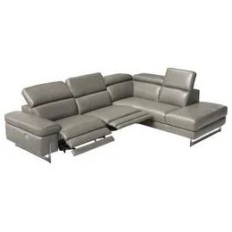 Ecksofa Egoitaliano "Candice, elegant, edel und bequem, erstklassiger Sitzkomfort, L-Form", grau (zinn), B:278cm H:100cm T:221cm, LEDER BACIO hat eine weiche und wachsartige Hand mit halb undurchsichtigem Aussehen. Es handelt sich um ein Naturleder, das die urspr&uuml;nglichen Eigenschaften der Lederh&auml;ute nicht ver&auml;ndert. Das Vorhandensein von verheilten Narben, K&ouml;rnungsunterschiede, Falten, Adern, Unt