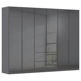 Dreht&uuml;renschrank OTTO HOME "Kleiderschrank Kleiderschr&auml;nke Schrank Garderobe AGORDO mit Glasfront", grau (graumetallic, glas basalt), B:271cm H:210cm T:54cm, Holzwerkstoff, Schr&auml;nke, Dreht&uuml;renschrank, mit Au&szlig;enschubk&auml;sten, in 7 Breiten und 2 H&ouml;hen MADE IN GERMANY