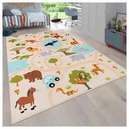 Kinderteppich Paco Home "Bino 580", bunt (mehrfarbig), B:80cm H:4mm L:150cm, Polyester, Teppiche, Kinderteppich, Spielteppich, Motiv Stra&szlig;e & Autos, Kinderzimmer