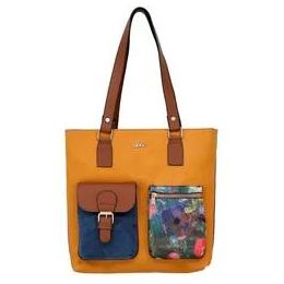 Umh&auml;ngetasche DOGO "Multi Pocket Bag Shopper-Tasche Full Of Hope Damen", Damen, Gr. B/H/T: 36cm x 8cm onesize, orange, Taschen Umh&auml;ngetasche, Handgefertigt