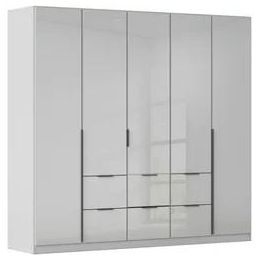 Dreht&uuml;renschrank OTTO HOME "Kleiderschrank Kleiderschr&auml;nke Schrank Garderobe AGORDO mit Glasfront", grau (seidengrau, glas seidengrau), B:226cm H:229cm T:54cm, Holzwerkstoff, Schr&auml;nke, Dreht&uuml;renschrank, mit Au&szlig;enschubk&auml;sten, in 7 Breiten und 2 H&ouml;hen MADE IN GERMANY