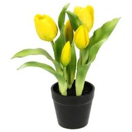 Kunstblume I.GE.A. "Tulpen", gelb, B:20cm H:22cm L:20cm, Polyester, Kunstpflanzen, Real-Touch Bl&uuml;ten Tulpe Tulpenstrau&szlig; Latex Kunsttulpe Einzelblumen
