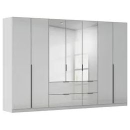 Dreht&uuml;renschrank OTTO HOME "Kleiderschrank Kleiderschr&auml;nke Schrank Garderobe AGORDO mit Glasfront", grau (seidengrau, glas seidengrau), B:315cm H:229cm T:54cm, Holzwerkstoff, Schr&auml;nke, Dreht&uuml;renschrank, mit Au&szlig;enschubk&auml;sten, in 7 Breiten und 2 H&ouml;hen MADE IN GERMANY
