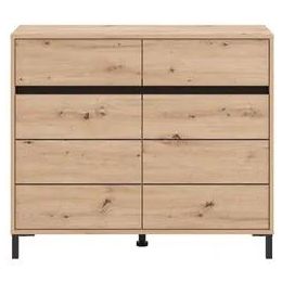 Kommode Inosign "Marron f&uuml;r Wohnzimmer, Flur, Schlafzimmer", schwarz (eichefarben, schwarz), B:106cm H:90cm T:40cm, FSC-zertifizierter Holzwerkstoff, Sideboards, Kommode, Breite 106 cm, mit 2 Schubladen, hinter T&uuml;ren 4 F&auml;cher
