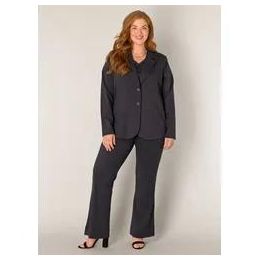 Jackenblazer Base Level Curvy "Leah", Damen, Gr. 50, schwarz, Web, Obermaterial: 75% Polyamid, 25% Elasthan, unifarben, h&uuml;ftbedeckend, V-Ausschnitt, Blazer, mit Reverskragen und Stretch