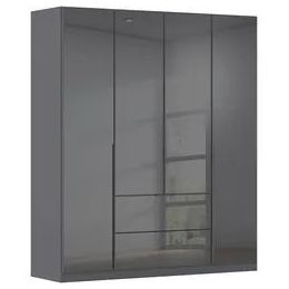 Dreht&uuml;renschrank OTTO HOME "Kleiderschrank Kleiderschr&auml;nke Schrank Garderobe AGORDO mit Glasfront", grau (graumetallic, glas basalt), B:181cm H:229cm T:54cm, Holzwerkstoff, Schr&auml;nke, Dreht&uuml;renschrank, mit Au&szlig;enschubk&auml;sten, in 7 Breiten und 2 H&ouml;hen MADE IN GERMANY