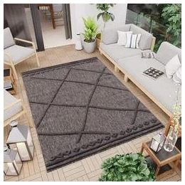 Teppich Carpet City "In-& Outdoorteppich Santorini 58578, 3D-Effekt, Raute-Optik", grau (anthrazit), B:120cm H:5mm L:170cm, Polypropylen (PP), Teppiche, Teppich, Wetterfest & UV-best&auml;ndig f&uuml;r Terrasse, Balkon, K&uuml;che, Flur